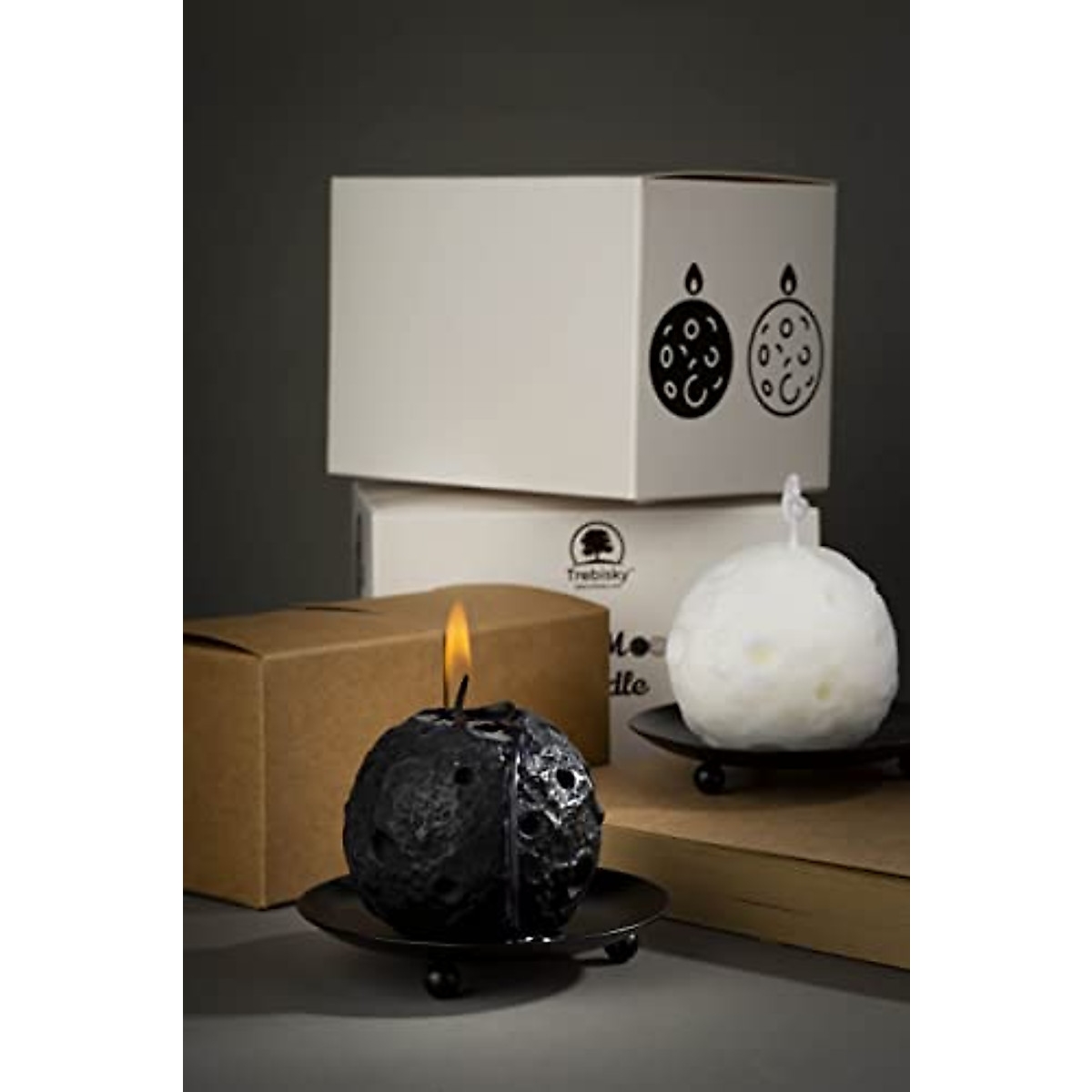 Trebisky to The Moon Shaped Candles, Tealight for Home Decor, Wax Melts Room Decorations, Meditation, SPA, Wedding, Valentine's Day, Birthday Gift, Anniversary Celebration (Unscented-Seasalt, 2Pack)