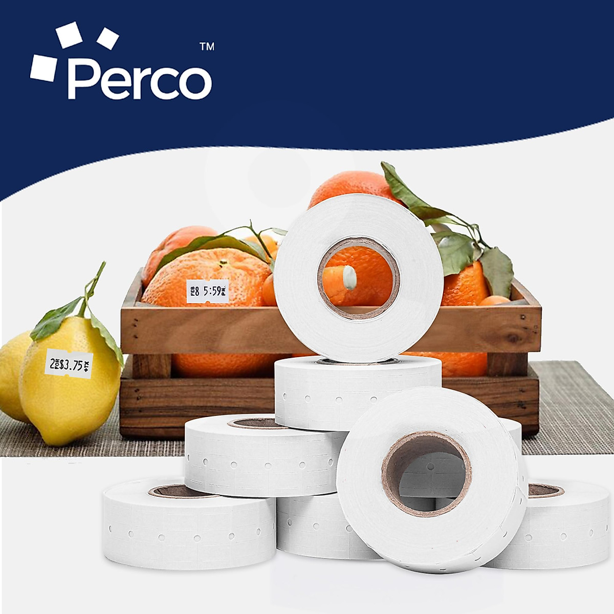 Perco 1 Line White Labels - 1 Sleeve, 8,000 Blank Price and Date Gun Labels for Perco 1 Line Price and Date Guns