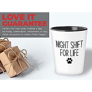 Bubble Hugs Veterinarian Shot Glass 1.5oz - Night Shift - Marine Veterinary Nutrition Dietary Clinical Anesthesist Equine Zoology Dentistry Surgical Internal Medicine