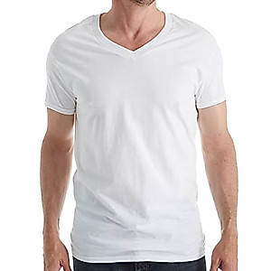Fruit of the Loom Men's Eversoft Cotton Stay Tucked V-Neck T-Shirt, Regular-White-6 Pack, XX-Large
