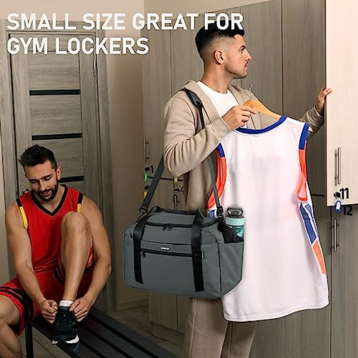 ECOHUB Small Gym Bag Travel Duffle Bag with Wet Pocket & Shoes Bag Waterproof Personal Item Bag Weekender Bag for Men and Women Overnight Shoulder Bag with Laptop Compartment (Gray)