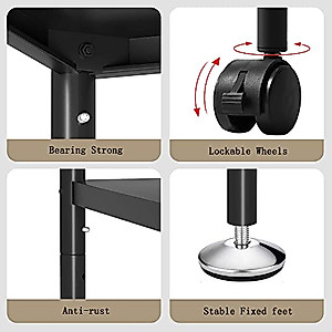 5-Tier Metal Rolling Cart Organizer with Wheels ，Adjustable Heavy Duty Free Standing Baker's Rack for Kitchens,Storage Tower for Pantry Laundry Bathroom Narrow Places