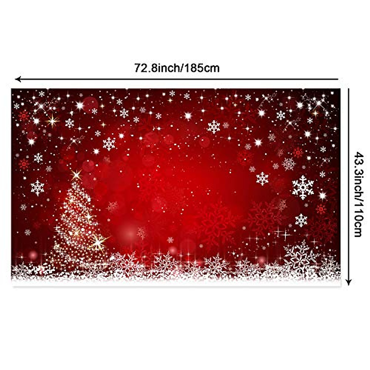Christmas Decoration Supplies, Large Fabric Winter Red and Xmas Tree Backdrop for Winter Christmas Party Decorations, Red Christmas Backdrop Snowflake Photo Background Banner, 72.8 x 43.3 inch