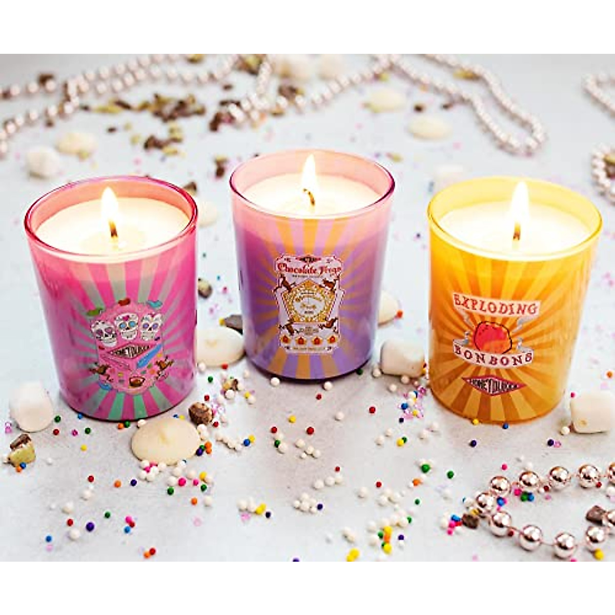 Harry Potter Honeydukes Scented Soy Wax Candle Collection, Set of 3 with Unique Fragrances | 20-Hour Burn Time | Home Decor Housewarming Essentials, Wizarding World Hogwarts Gifts and Collectibles
