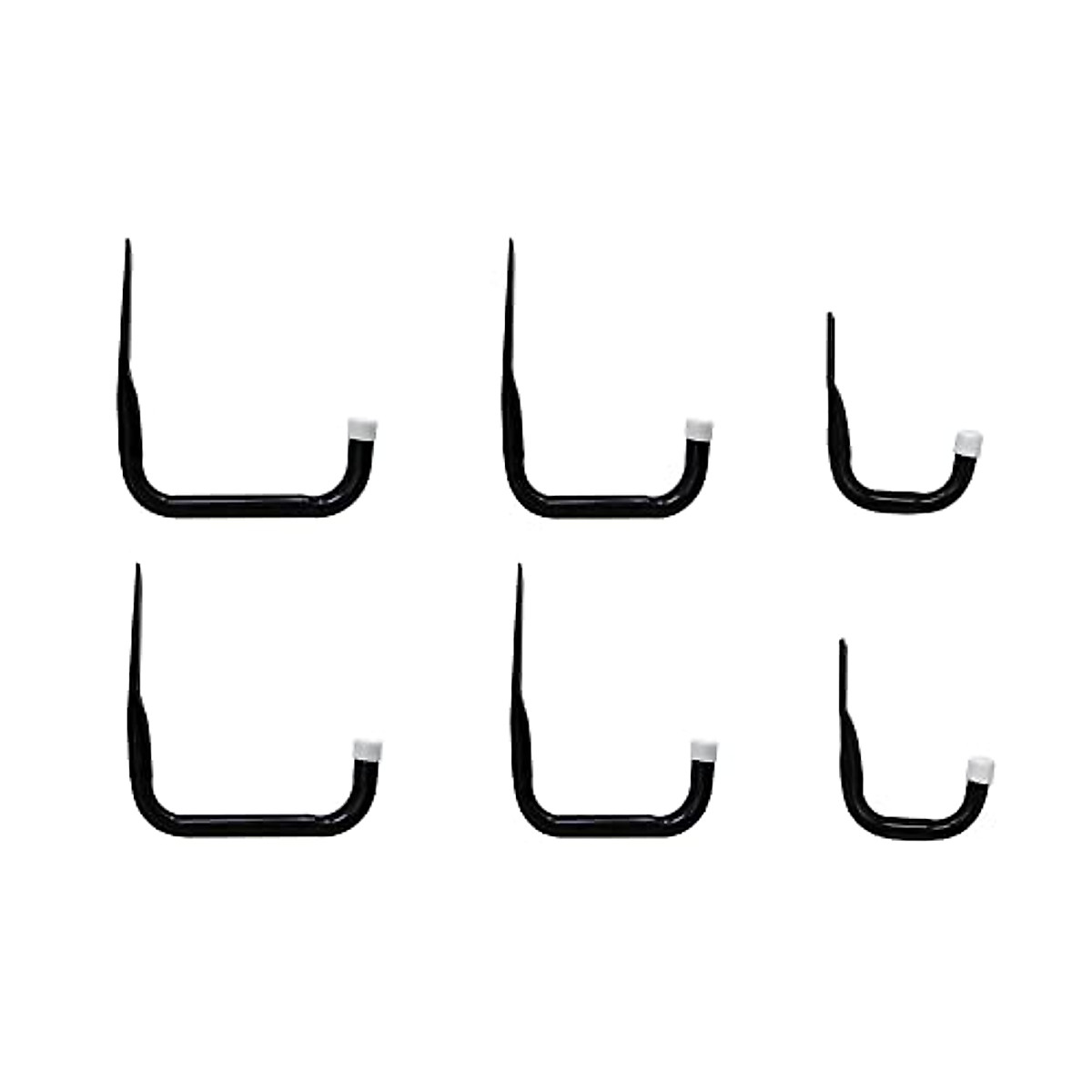 Shepherd Hardware 8088E Heavy Duty Steel Garage Storage/Assorted Utility Hooks, 6 Pack, black