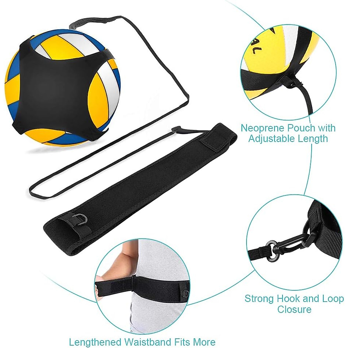 Volleyball Training Equipment Aid, Adjustable Solo Practice Soccer Volleyball Trainer, Volleyball Practice Rope for Serving, Spiking, Swing, Return Ball