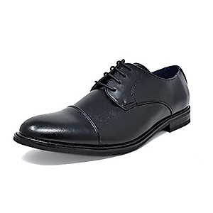 Bruno Marc Men's Prince-6 All Black Leather Lined Dress Oxfords Shoes Size 13 M US