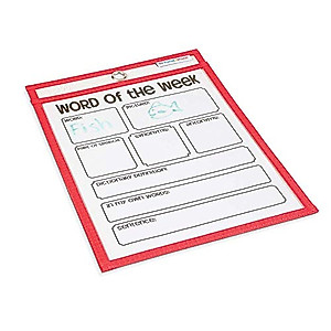hand2mind Reusable Clear-Vu Dry Erase Pockets for Students, Dry Erase Office Supplies, Teacher Supplies for Classroom, School Supplies, Classroom Supplies (Pack of 10)