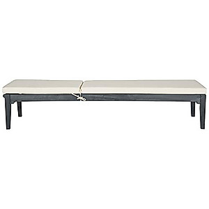 SAFAVIEH Outdoor Collection Montclair Natural Solid Wood/Beige Cushion Adjustable Chaise Lounge Chair (PAT6731A)