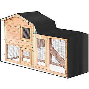 Triangle Rabbit Hutch Cover UCARE 420D Oxford Waterproof Rabbit Guinea Pig Animal Hutch Elevated Cover Dust Pet House Bunny Cage Covers (57.9x20.5x33.9in/ 147x52x86cm)
