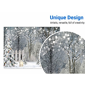 Funnytree 8x6FT Winter Photography Backdrop Glitter Snowy Forest Pine Tree Background Let It Snow Christmas Xmas Holiday Party Decor Banner Portrait Studio Booth Photobooth Props