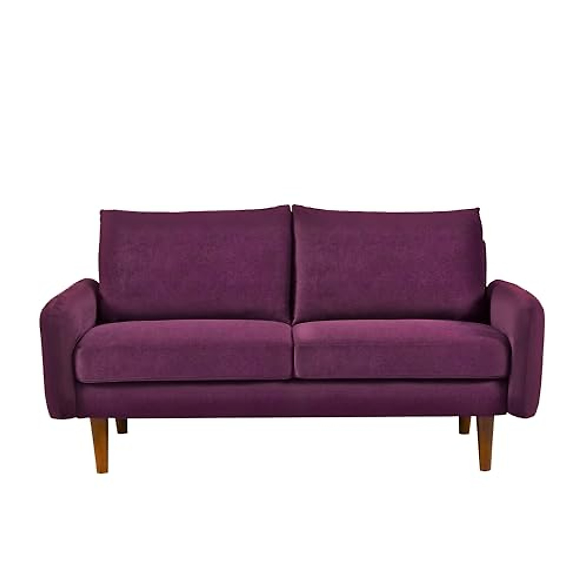 US Pride Furniture Kent Modern Velvet Loveseat Sofa, Comfortable 2 Seater Couch for Living Rooms and Small Spaces, Ideal Studio Apartment Furniture with Sleek Design, Eggplant