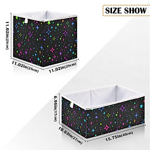 Kigai Fabric Cube Storage Bins Foldable Storage Box Waterproof Storage Cubes Organizer with Handles Storage Basket for Shelves, Home, Office, Nursery, 11"x11"x11", Star