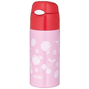 Thermos FHL-402F PK-R Vacuum Insulated Straw Bottle, 13.5 fl oz (400 ml), Pink Red, For Cold Retention