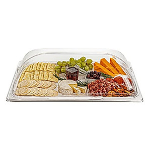 Restaurantware Cater Tek 21 Inch Polycarbonate Plate Cover 1 Shatterproof Dish Cover - Dishwashable For 21 Inch Plates Clear Plastic Tray Cover Flap Handle Design Endures Up To 210F