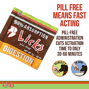 Licks Pill Free Dog Digestion - Dog Gut Health and Gas Relief - Bloating Relief and Digestion Supplement for Dogs - Dog Health Supplies - Gel Packets - 30 Use