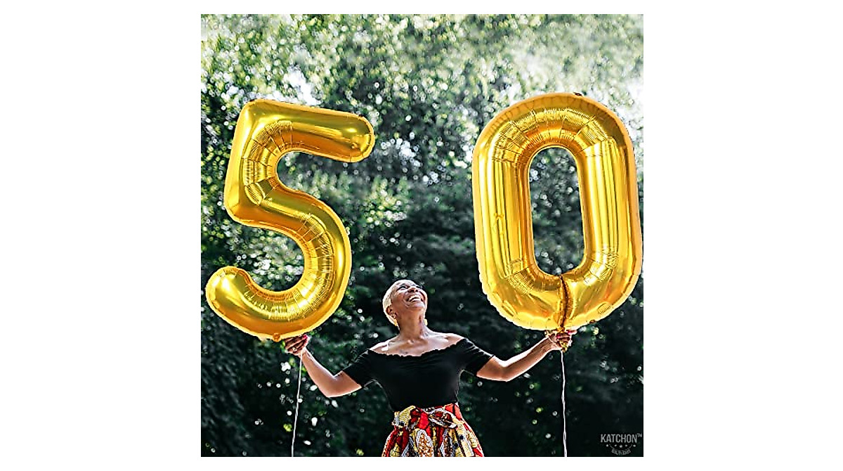 KatchOn Gold 50 Balloon - Perfect for 50th Birthday Decor
