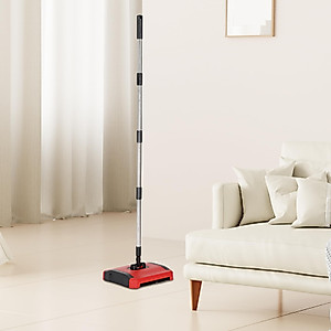 Carpet Sweeper Manual 3 Rolling Brushes Floor Sweeper Carpet Brush with Wheels and Large Waste Bin 43inch Detachable Carpet Cleaner for Pet Hair Dust DebrisCarpet Sweeper, Carpet Sweeper Manual, F