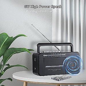 SEMIER Boombox MP3 Conversion Cassette Tape Player Recorder AM FM Radio, Cassette to MP3 Digital Converter, USB Recording, Built-in Microphone, Big Speaker and Earphone Jack by AC or C Batteries