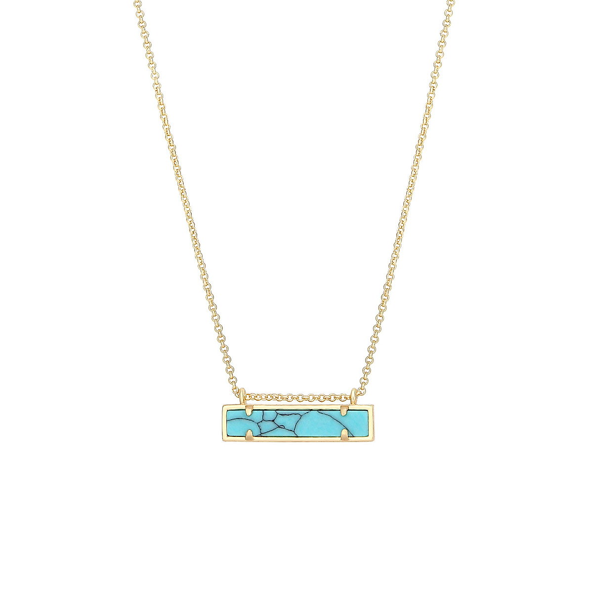 SOFYBJA Adjustable Turquoise Howlite Bar 18K Gold Chain Bohemian Necklace for Women Horizontal Bar Delicate Gemstone Pendant Minimalist Boho Jewelry