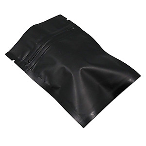 100Pcs Zipper Lock Self Seal Flat Pouch for Zip Aluminum Foil Lock Package Bag Matte Black Coffee Storage Mylar Bags Reclosable Heat Sealable Wedding Favor Candy Pouch 2.8x3.9 inch