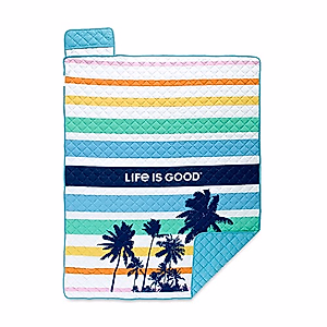 Berkshire Blanket & Life is Good Outdoor Throw | Packable Water Repelling Tear Resistant Camping Picnic Blanket | Stripe| 55" x 70"