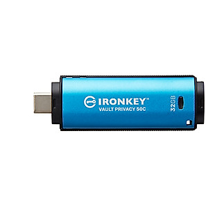 Kingston Ironkey Vault Privacy 50 USB-C 32GB Flash Drive | FIPS 197 Certified | XTS-AES 256-bit | BadUSB and Brute Force Protection | Mult-Password Option | IKVP50C/32GB