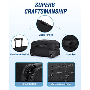 BAGSMART Rolling Laptop Bag, 17.3 Inch Rolling Briefcase with Wheels for Men Women,Large Rolling Computer Bag for Work Travel Business,Black