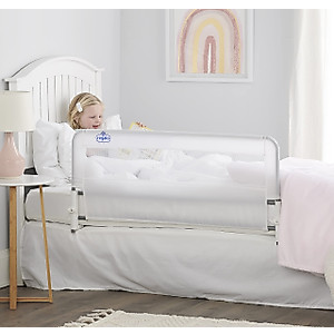 Regalo Drop Down Bed Rail Guard, with Reinforced Anchor Safety System , White , 43 x 2 x 20 Inch