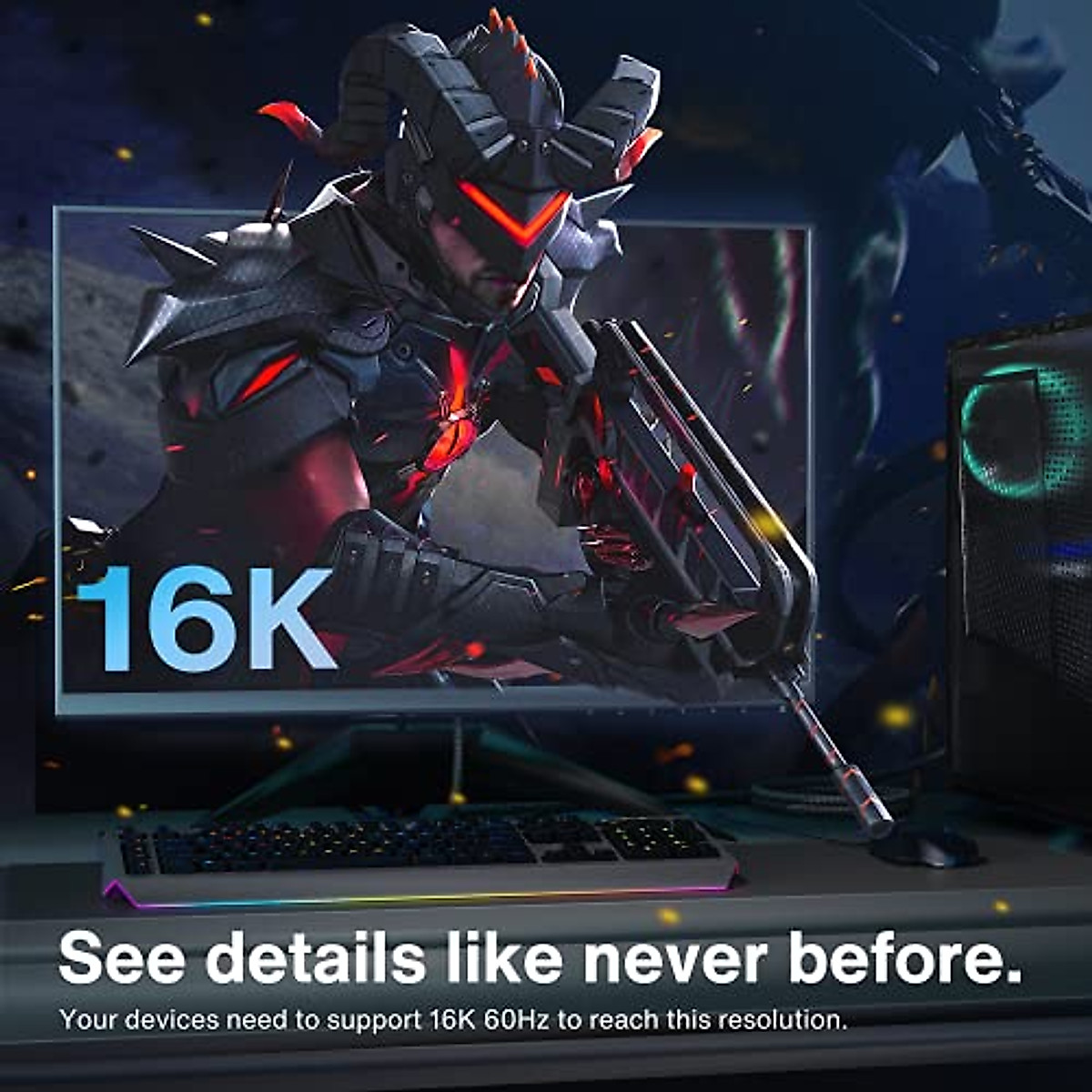 IVANKY DisplayPort Cable 2.1/2.0, 16K DP 2.1/2.0 Cable with 40Gbps Bandwidth [16K@60Hz, 10K/8K@60Hz, 4K@165Hz], Support HDR, HDCP 2.2, 3D, ARC, Compatible with Gaming Monitor, TV and More (6.6ft)