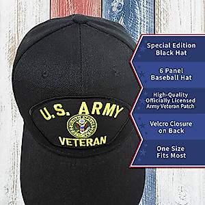 VetFriends.com US Army Official Licensed Premium Quality Veteran Hat with Embroidered Eagle Crest Patch| Army Vet Gift Military Army Baseball Cap