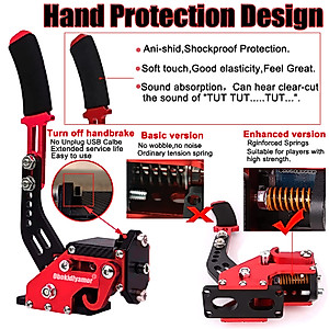 Obokidlyamor USB Handbrake Compatible with Logitech G920 Racing Wheel on Xbox Series S/X Console; PC System USB Handbrake SIM With Clamp Plate for Racing Games G923 (Only Handbrake, Red)