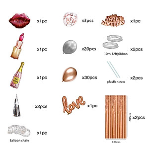 Rose Gold birthday decorations for women ，happy birthday party decorations for girls，Rose Gold Fringe Curtain，happy birthday banner，happy birthday balloon，happy birthday balloon letters