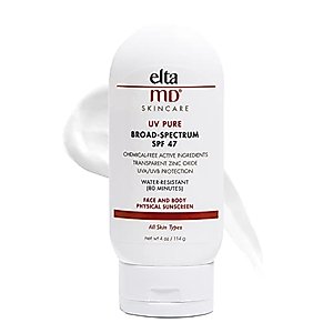 EltaMD UV Pure SPF 47 Kids Sunscreen, Broad Spectrum Sunscreen for Kids Face and Body, Oil Free, Water Resistant up to 80 Minutes, Mineral Kids Sunscreen Lotion with Zinc Oxide, 4.0 oz Tube