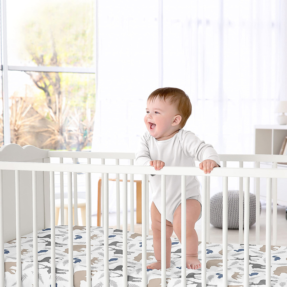 Sweet Jojo Designs Fitted Crib Sheet for Woodland Animals Baby/Toddler Bedding Set Collection - Animal Print