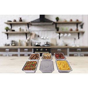 Diplastible Disposable Aluminum Pans with Lids | 10 pack 1-Dinner Portion Pan Oblong Cookware Pans Best Use for Baking, Meal Preparations, Cooking, Roasting, Grilling, Toasting | With Foil Lids