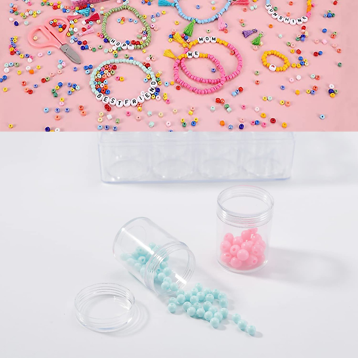 12Grids Transparent Plastic Bead Storage Organizer,6.3x4.8x2.17in Bead Storage Containers w/Lids,Ideal for Jewelry Earring Beads Sewing Pills Bead Organizing, Art and Craft Storage Bottle Jars(2-Pack)