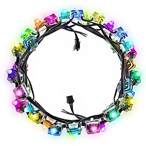 ALITOVE 12V WS2811 LED Pixels Addressable RGB Outdoor String Lights 50pcs 12mm Diffused Digital Dream Color Programmable LED Square Module Lights Waterproof IP68 for LED Screen Billboard Holiday