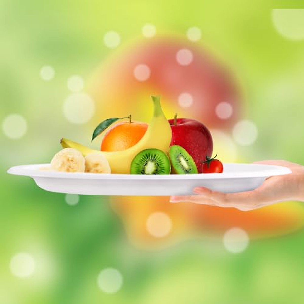 WDF 50Pack Oval Paper Plates Disposable - 10" x 12" White Paper Plates Heavy Duty Dinner Size Large Disposable Platter for Happy Thanksgiving Plates Serving Tray Baby Shower Birthday