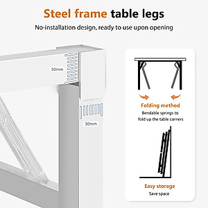 DlandHome Computer Desk Folding Table 39.4 inches Writing Desk for Small Space Folding Desk Laptop Desk No Assembly Required White&White