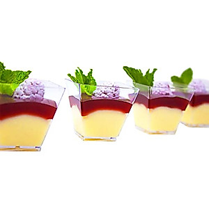 CMJJ Gourmet Inc. 50ct Tiny 2oz Mini Pyramid Plastic Dessert Cups Professional-Grade Recyclable Disposable Party Cups and Mini Appetizers Dessert Shooter Cups Small Serving Plastic Cups