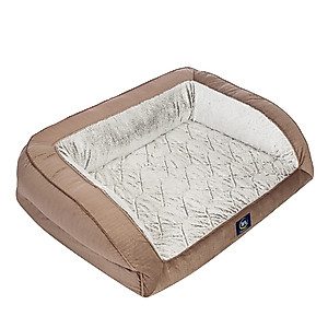 Serta Orthopedic Quilted Couch Dog Bed for Pets – Chocolate Brown (Large)