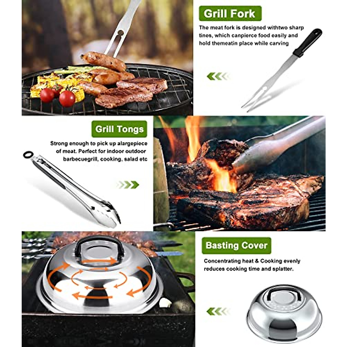 Griddle Accessories kit for Blackstone Flat top Grill and Camp Chef,16 Pieces Stainless Steel BBQ Barbecue Tools Set for Outdoor Backyard Grill Tools Gift for Men Women.