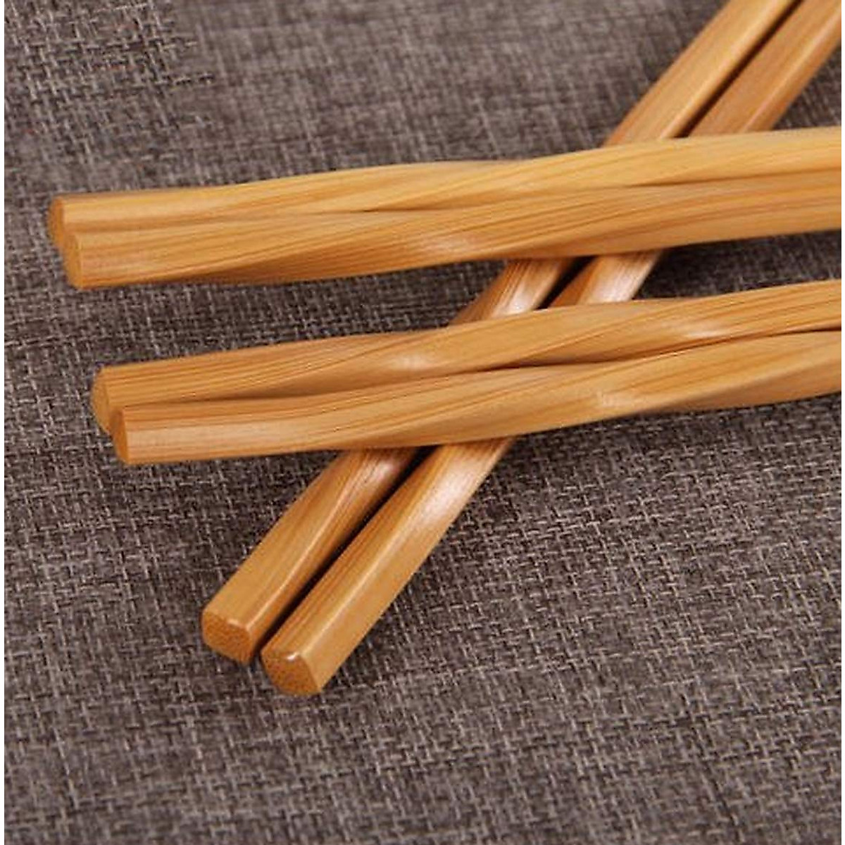 JapanBargain 3650, Bamboo Chopsticks Reusable Japanese Chinese Korean Wood Chop Sticks Hair Sticks 5 Pair Gift Set Dishwasher Safe, 9 inch, Twist