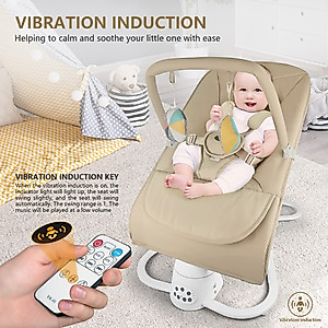 Portable Baby Bouncer, Bouncer for Babies 0-6 Months, Baby Bouncer Seat for Infants Seat with Comfortable Seat, Baby Bouncer with Bluetooth- 5 Speeds