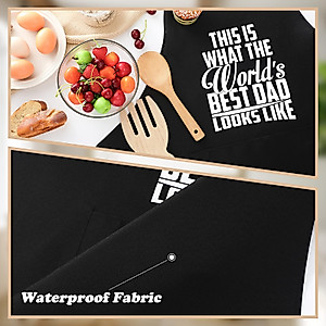 Newcotte 3 Pcs Men Father's Day Aprons Cooking Gifts for Men Dad Kitchen Aprons with Pockets Funny Cooking Chef Apron for Dad Husband Birthday Gifts from Daughter Son Grilling BBQ Baking, 3 Designs