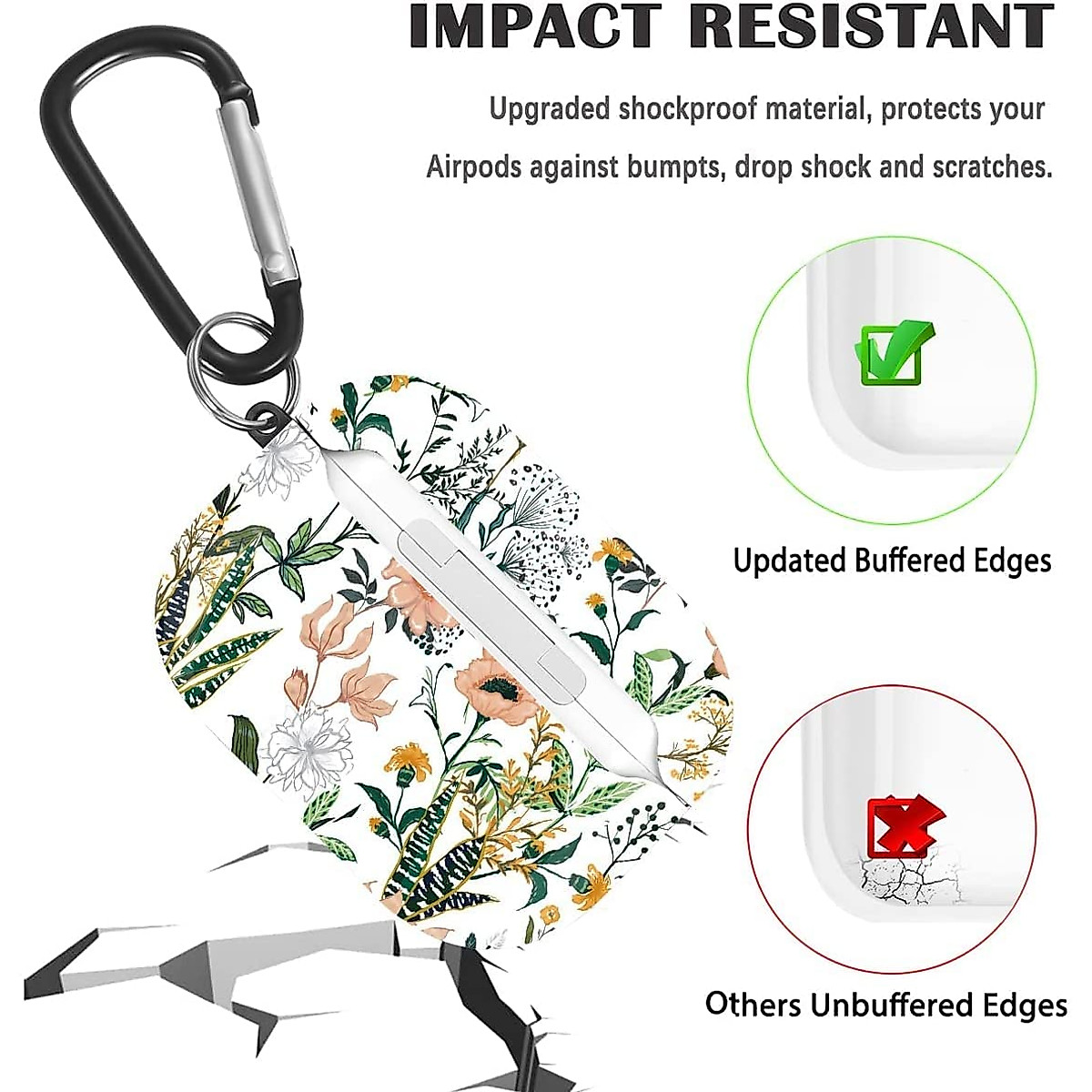 Olytop for Airpods 3rd Generation Case Flower, Cute Ladybugs Airpods 3 Case Cover Hard Skin Protective Cover Women Girl with Keychain for Apple Airpods 3 Gen Case - Flower/Cactus