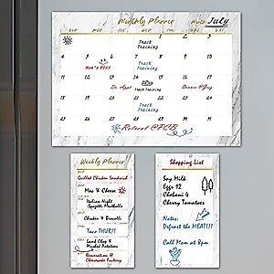 Fridge Calendar, Magnetic Planner, Dry Erase Calendar and Whiteboard for Home: Monthly & Planner & to Do List, Marble, Minimal Simple Design Multicolor 17 inches X 12 inches