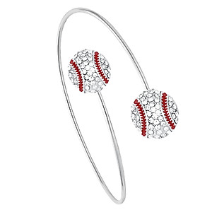 MANZHEN Adjustabe Baseball Softball Bangle Bracelet Cuff Wire Bangle Sports Charm Bangle Bracelets (1)