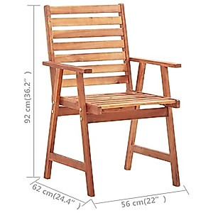 vidaXL 8X Solid Acacia Wood Patio Dining Chairs with Cushions Garden Outdoor Terrace Yard Lwan Wooden Dining Dinner Chair Seat Seating